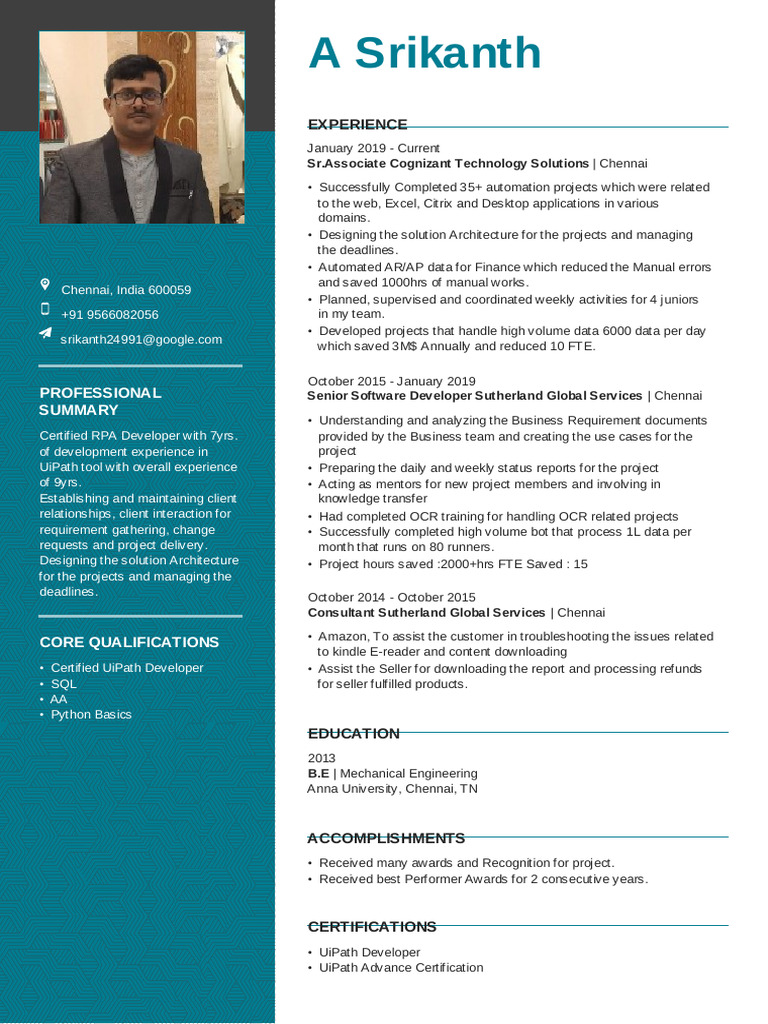 A Srikanth Resume | PDF | Optical Character Recognition | Software Engineering