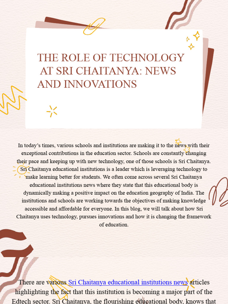 The Role of Technology at Sri Chaitanya: News and Innovations | PDF | Business