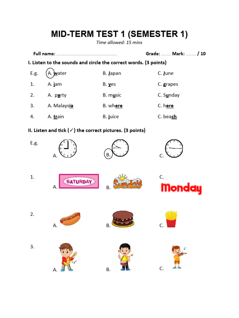 Semester 1 Midterm Test 1 Guide | PDF
