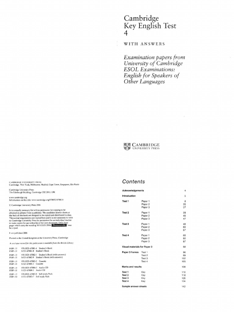 Cambridge KET 4 | PDF