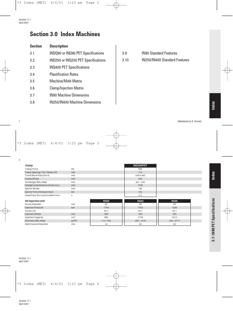 Husky Injection Molding Machine Specs | PDF | Screw | Mechanical ...