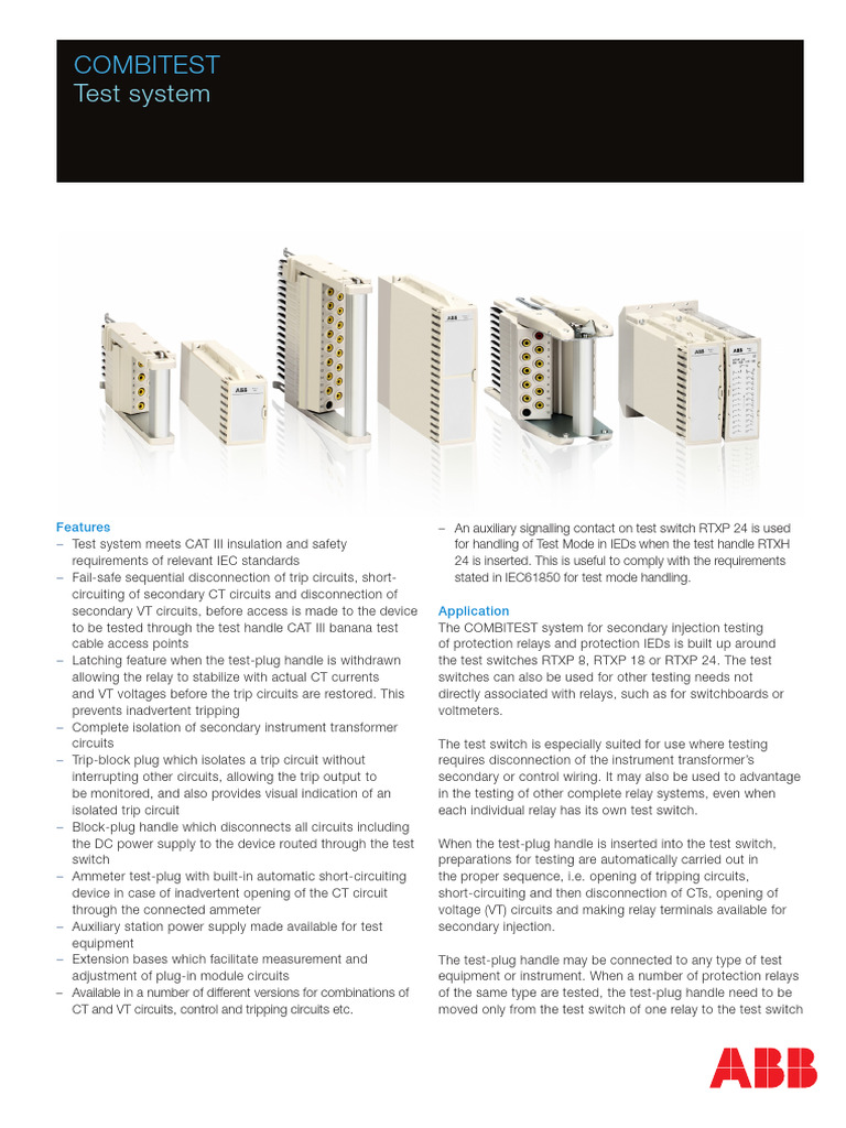 1MRK512011-BEN A en COMBITEST - CAT III Test System | PDF | Ac Power ...