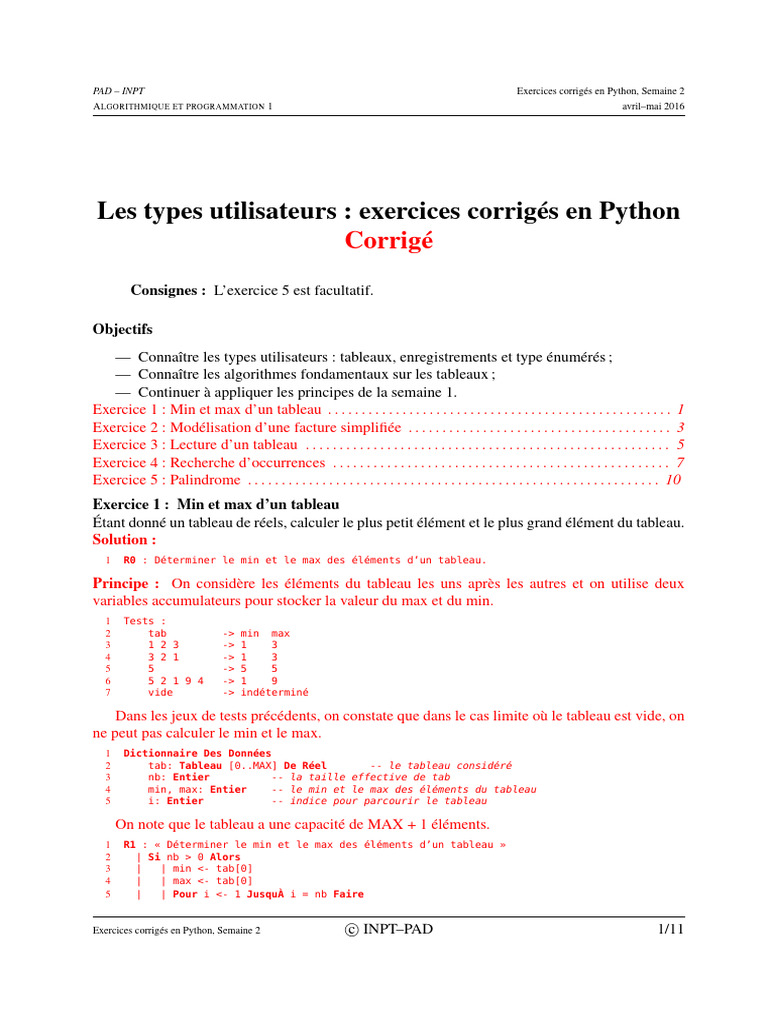 Algo1 Apad 2015 s2 Serie2 - Algo Python Corrige | PDF Algo1 Apad 2015 s2 Serie2 - Algo Python Corrige | PDF
