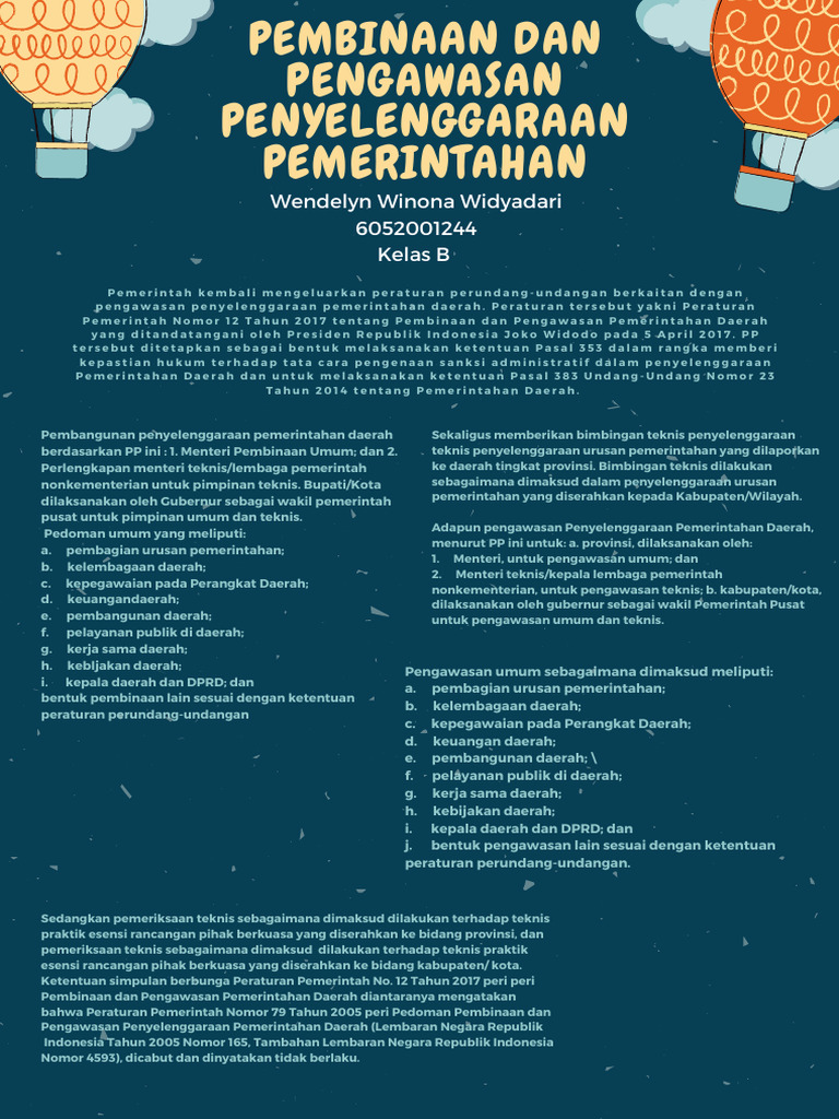 Tugas Mind Map T14 Hukum Pemerintahan Daerah - Wendelyn Winona Widyadari - 6052001244 | PDF