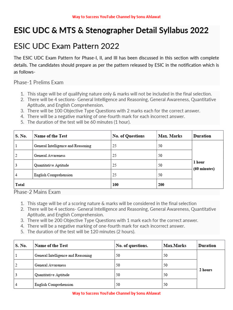 ESIC UDC & MTS & Stenographer Detailed Syllabus | PDF | Public Finance ...
