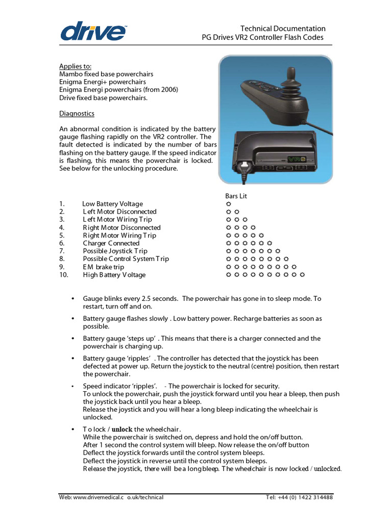 Drive Medical Powerchair Flash Codes | PDF | Battery Charger | Power ...
