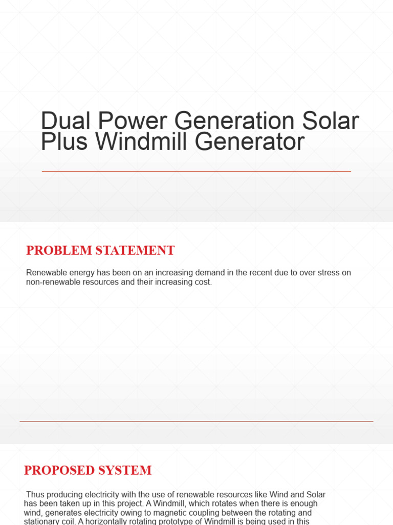 Dual Power Generation Solar Plus Windmill Generator | PDF
