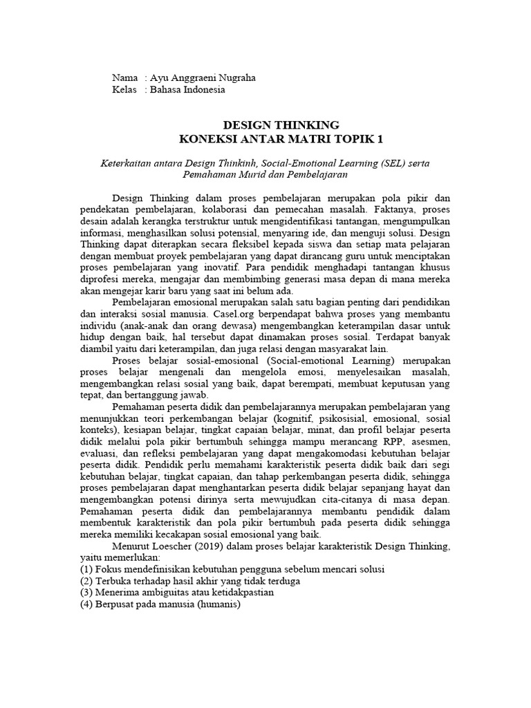 Koneksi Antar Materi - Design Thinking - Ayu | PDF