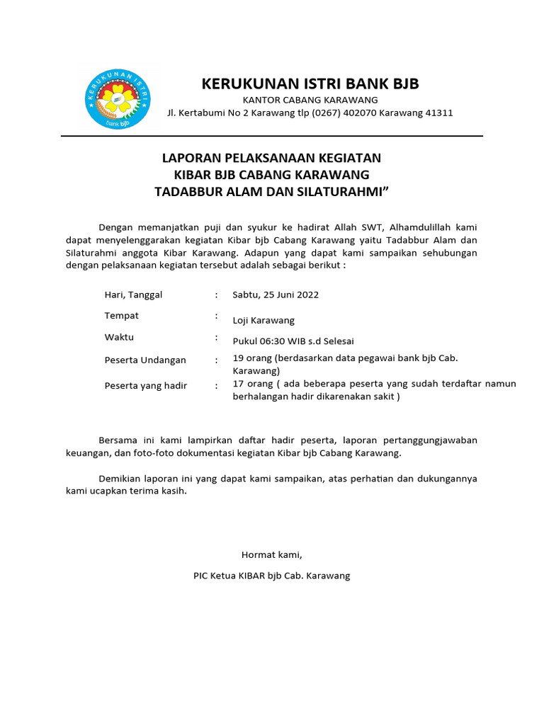 LAPORAN KEGIATAN Tadabbur Alam | PDF