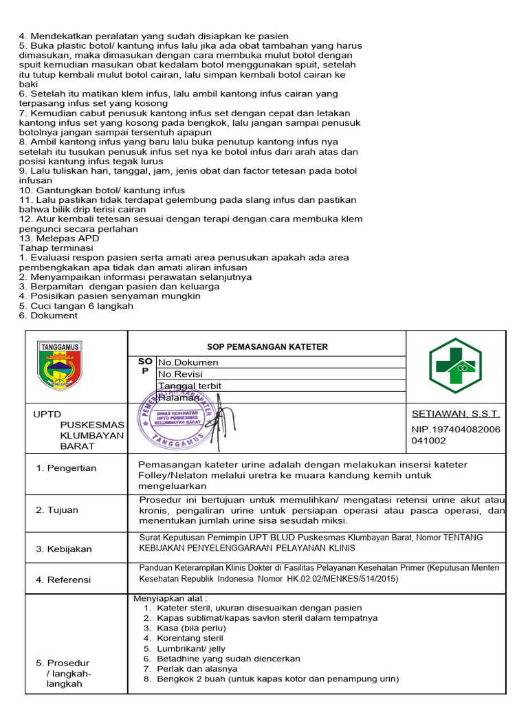 Sop Pemasangan Kateter | PDF | Griya & Taman | Kesehatan Holistik
