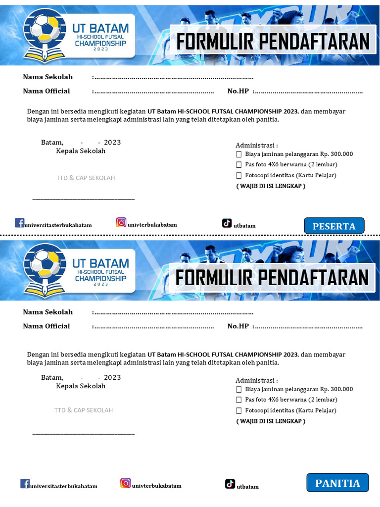 Formulir Futsal Championship 2023 | PDF