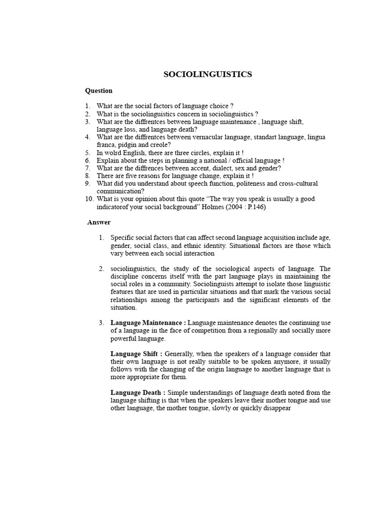 Language Death and Sociolinguistics | PDF | English Language ...