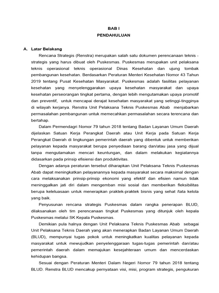 Draft Contoh Renstra PKM | PDF