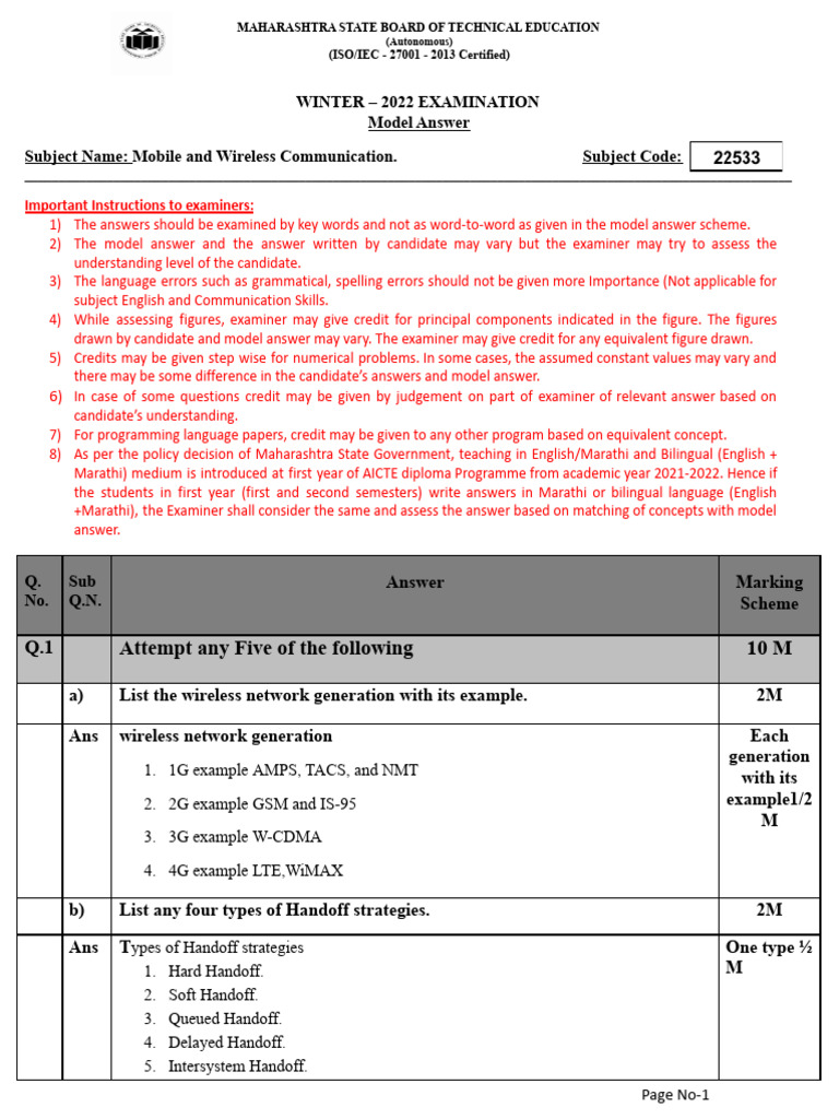2022 Winter Model Answer Paper (Msbte Study Resources) | PDF