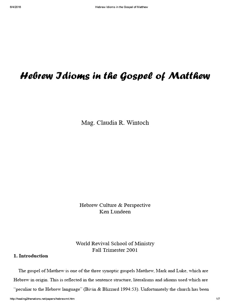 Hebrew Insights in Matthew | PDF