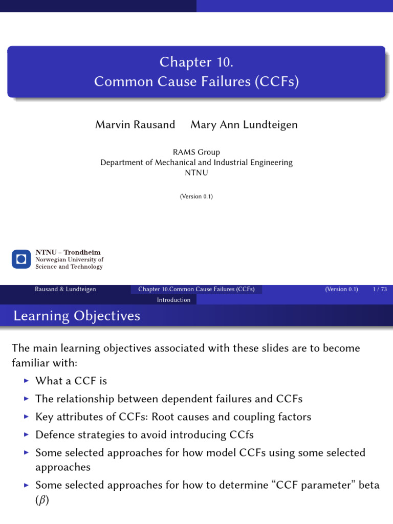 SIS Book - Chapter 10 - CCF Definition and Classification | PDF