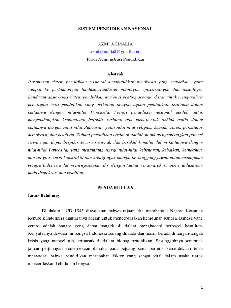 Sistem Pendidikan Nasional | PDF