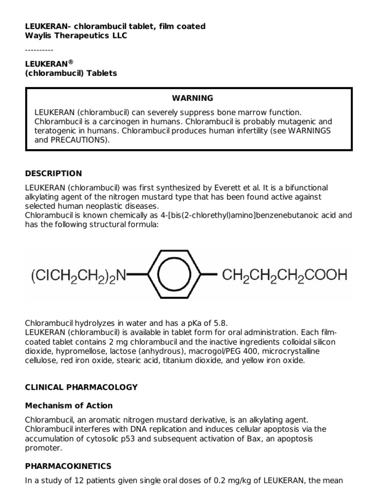 LEUKERAN-chlorambucil Tablet, Film Coated Waylis Therapeutics LLC | PDF ...