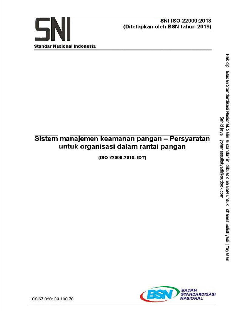 Sni Iso 22000 - 2018 | PDF