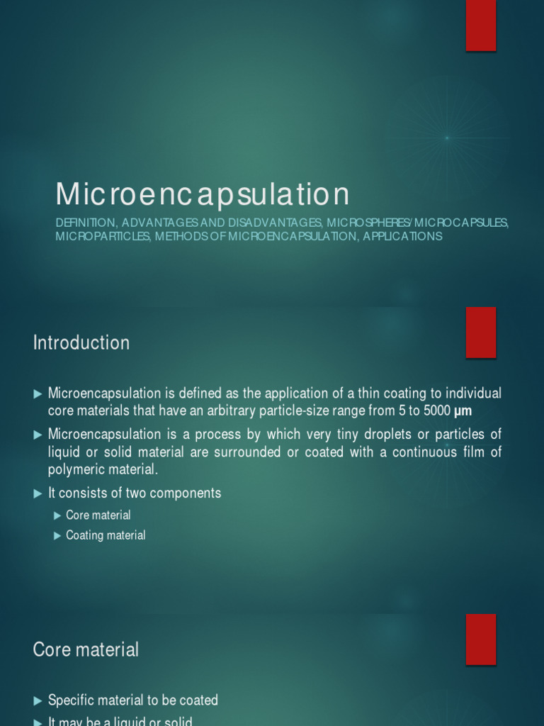 Unit II Microencapsulation Final | PDF