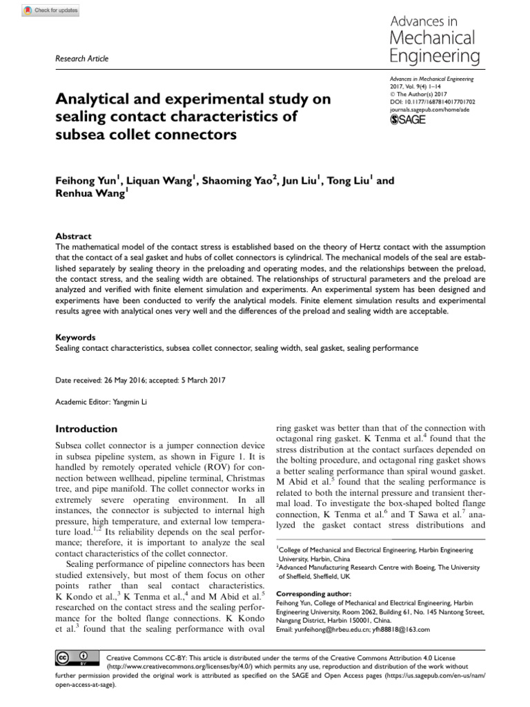 Subsea Collet Connector Sealing Analysis | PDF | Stress (Mechanics ...