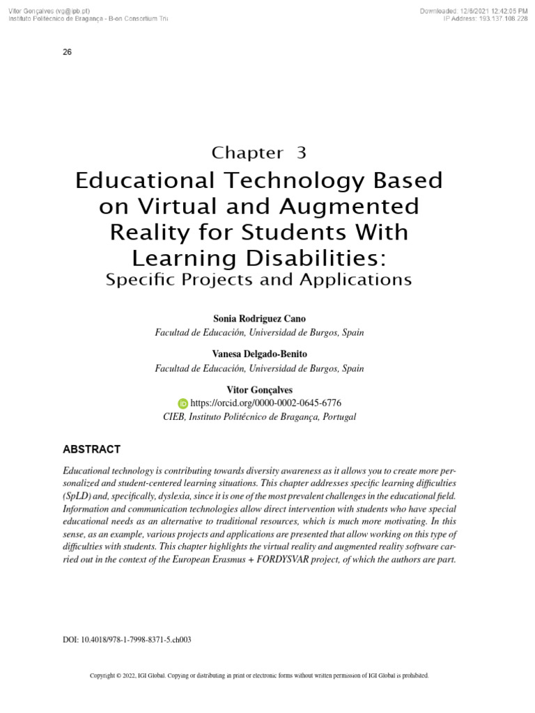 Educational Technology Based On Virtual and Augmented Reality For ...