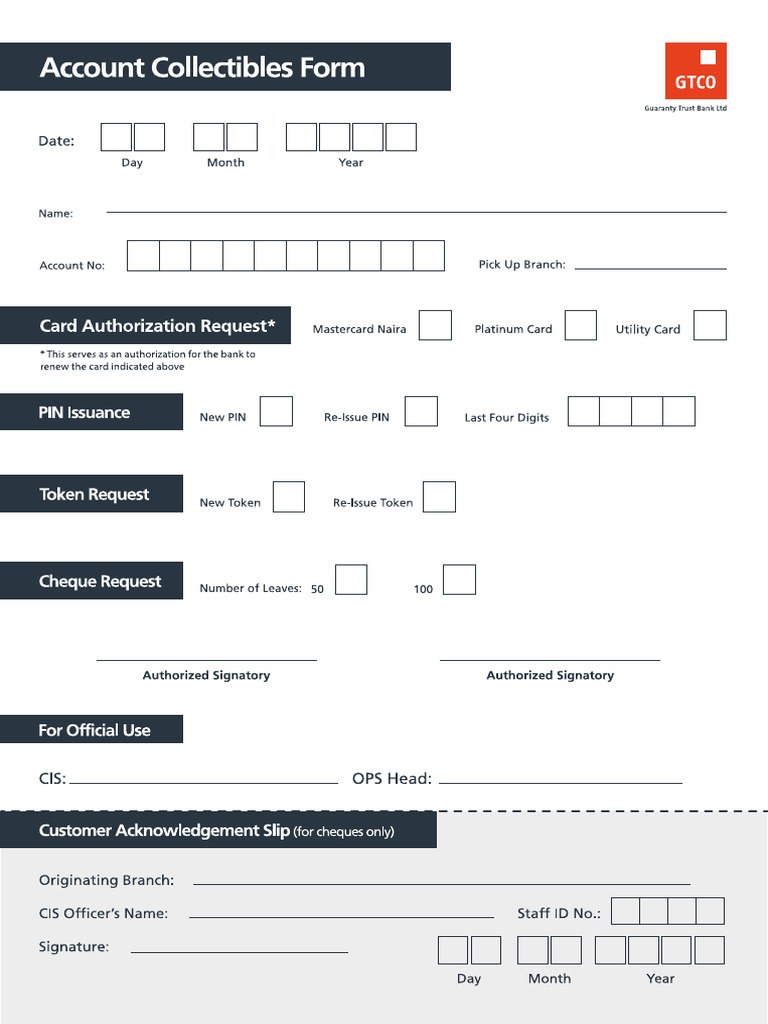 Account Collectibles Form A5 1 | PDF