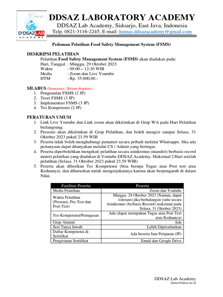 Pedoman FSMS Oktober 2023 | PDF | Karier & Perkembangan | Teknologi & Rekayasa