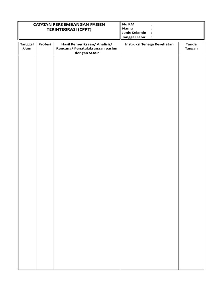 Catatan Perkembangan Pasien Terintegrasi (CPPT) | PDF