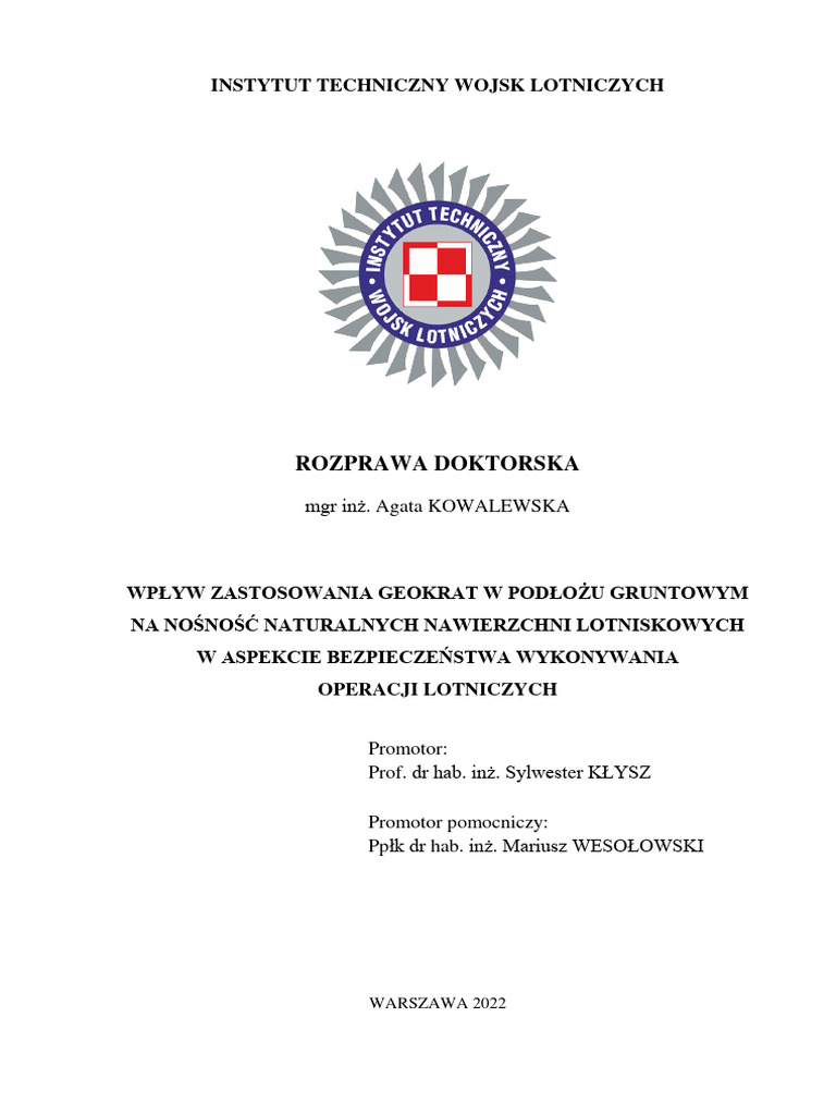 Rozprawa Doktorska Kowalewska Agata | PDF