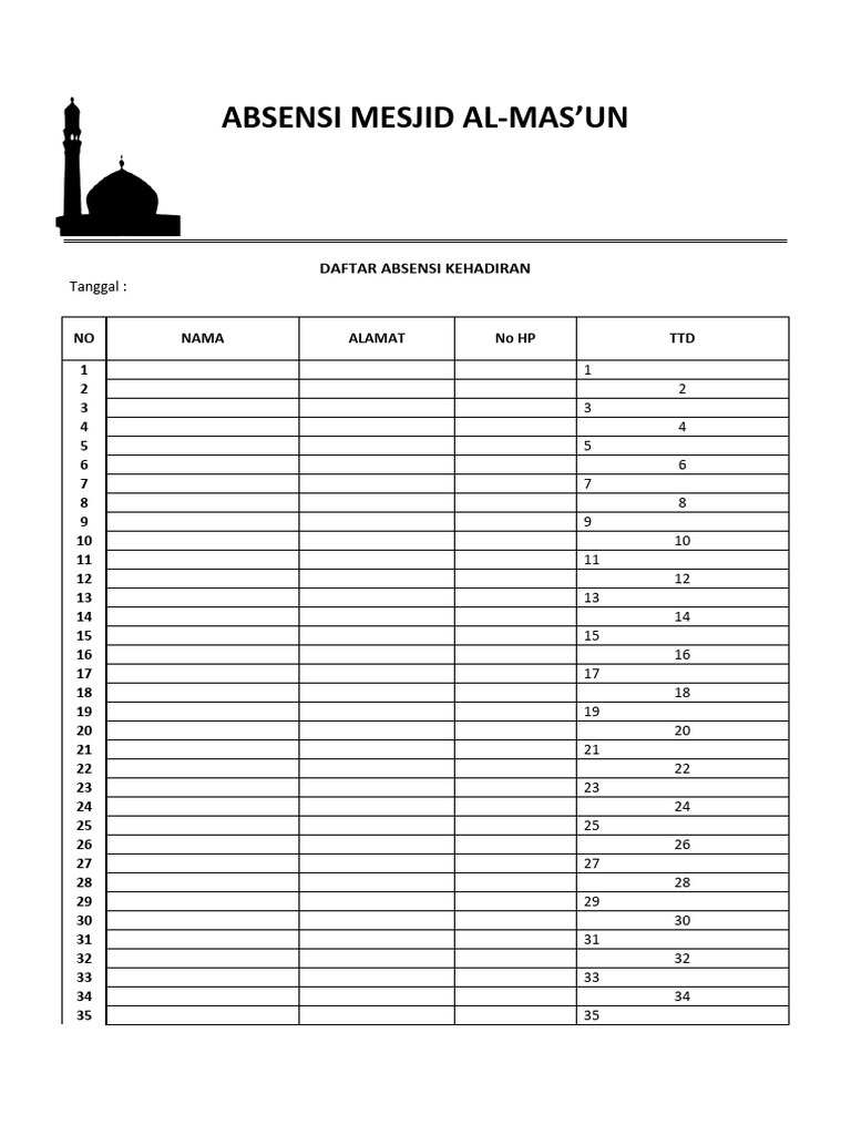 Dokumen - Tips - Contoh Absensi Remaja Masjid | PDF