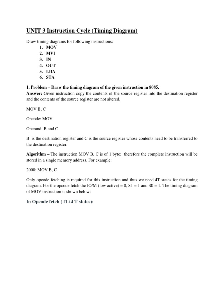8085 Instruction Timing Diagrams | PDF | Computers