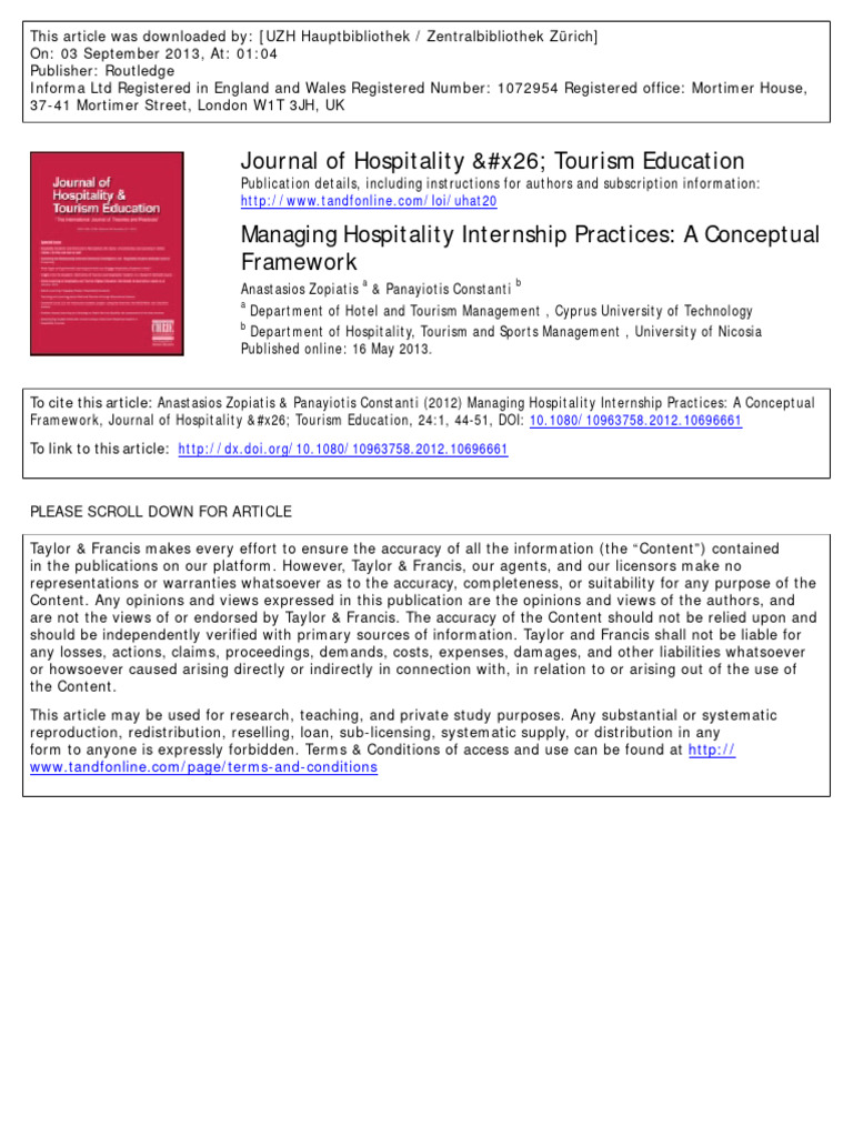 Enhancing Hospitality Internship Practices | PDF