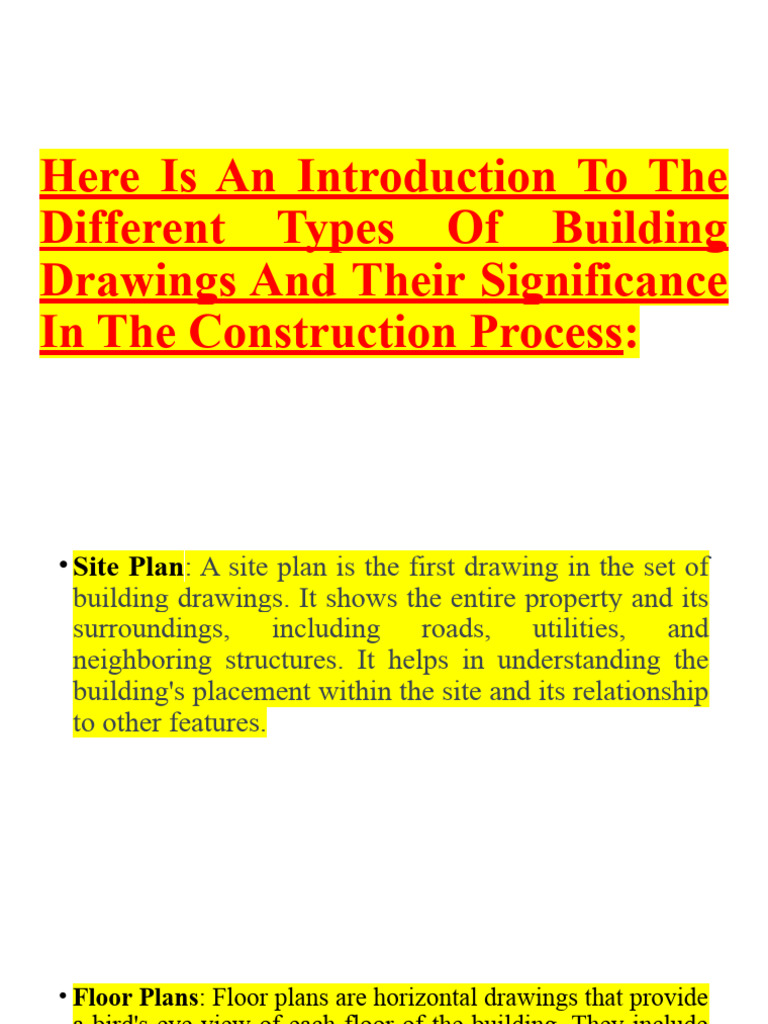Introduction To The Different Types of Building Drwaings | PDF