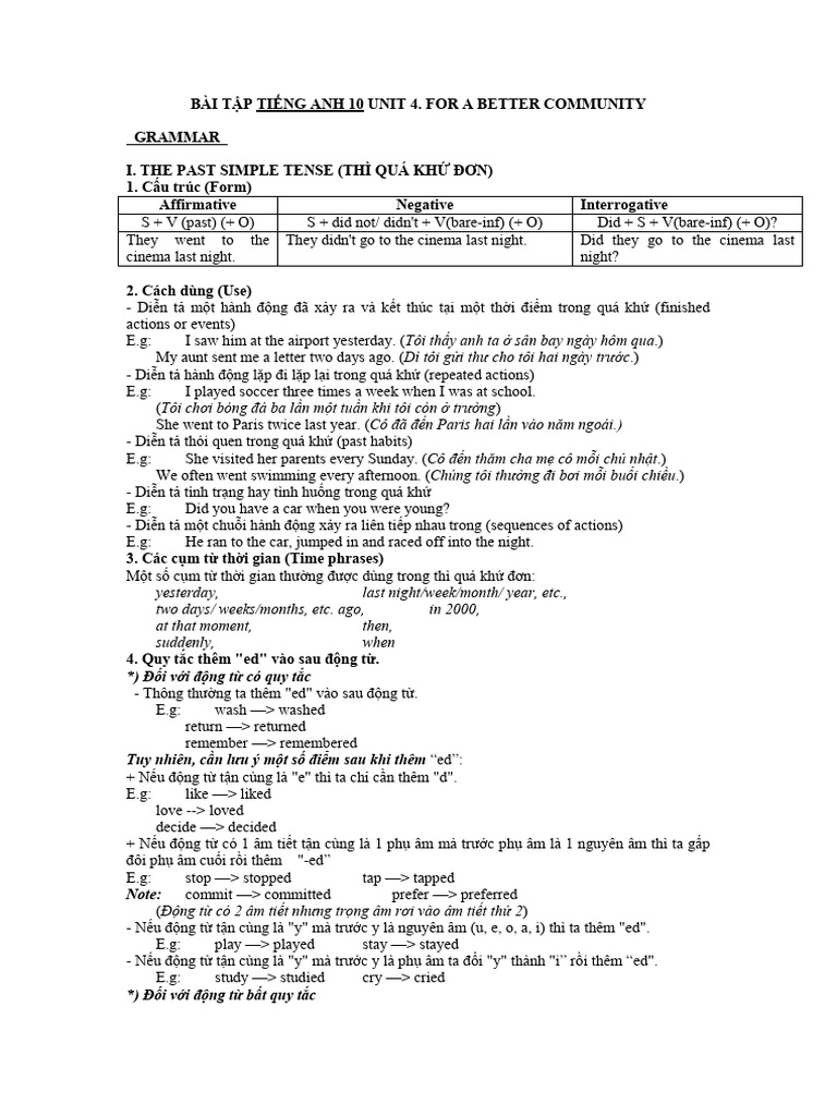 Bai Tap Tieng Anh Lop 10 Unit 4 Sach Ket Noi Tri Thuc | PDF