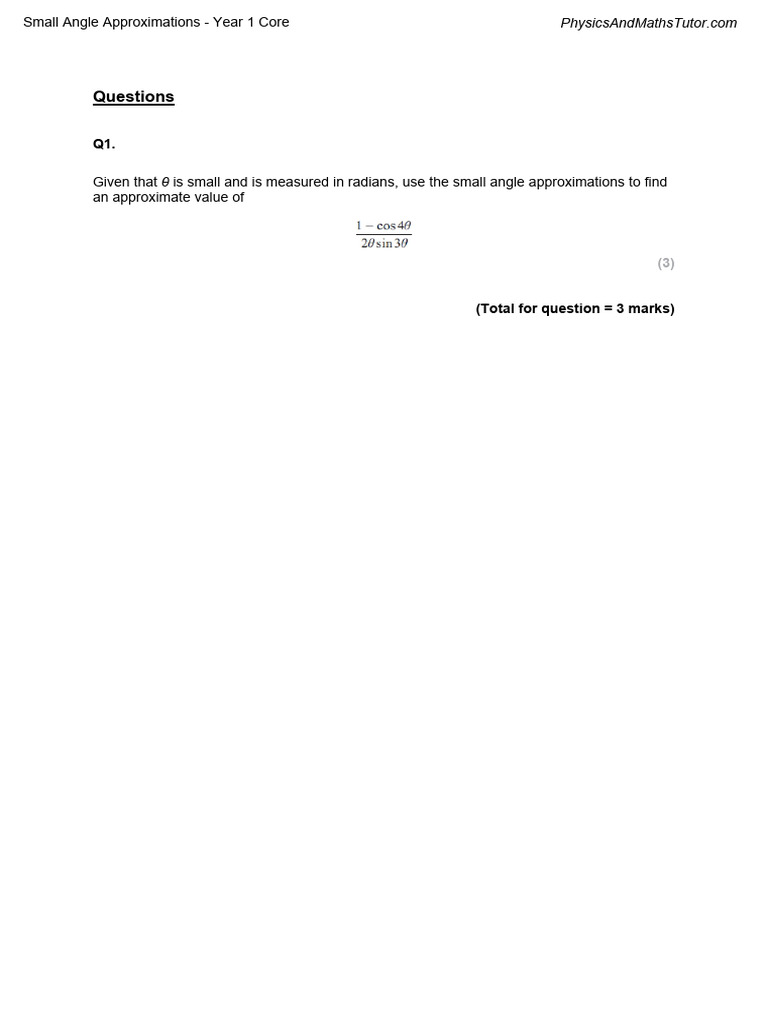 Small Angle Approximations | PDF