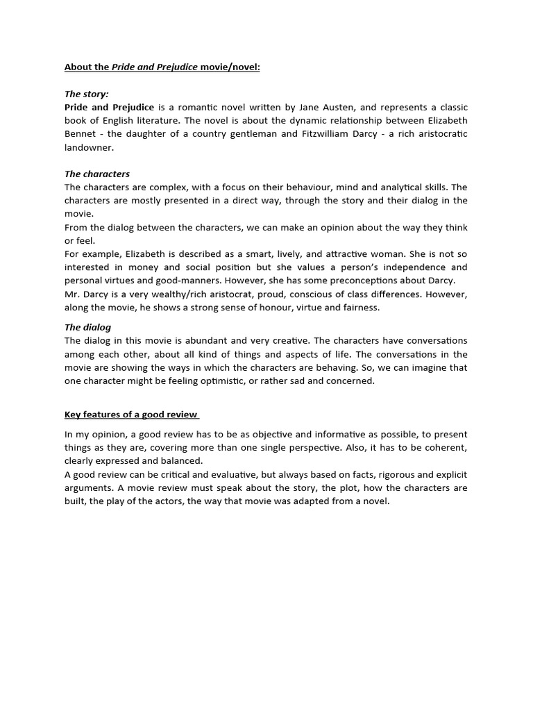 Notes On Pride and Prejudice | PDF