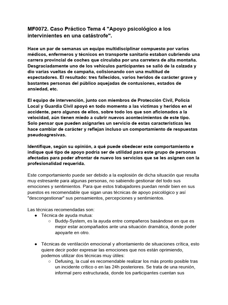MF0072 CasoPractico4 | PDF | Estrés (biología) | Las emociones