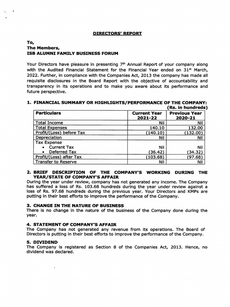 Directors Report As Per Section 134 (3) - 30102022 | PDF | Internal ...