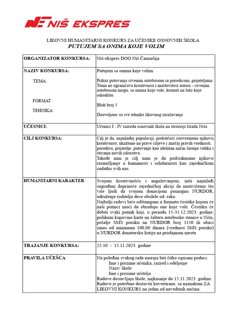 Niš-Ekspres Likovni Konkurs | PDF