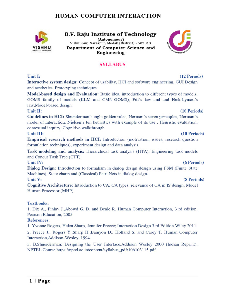HCI Notes - Unit 5 | PDF | Cognitive Science | Human–Computer Interaction