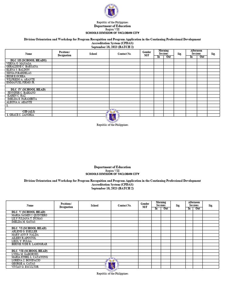 Cpdas Attendance 2 | PDF