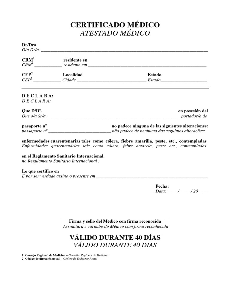 Modelo de Certificado Medico | PDF