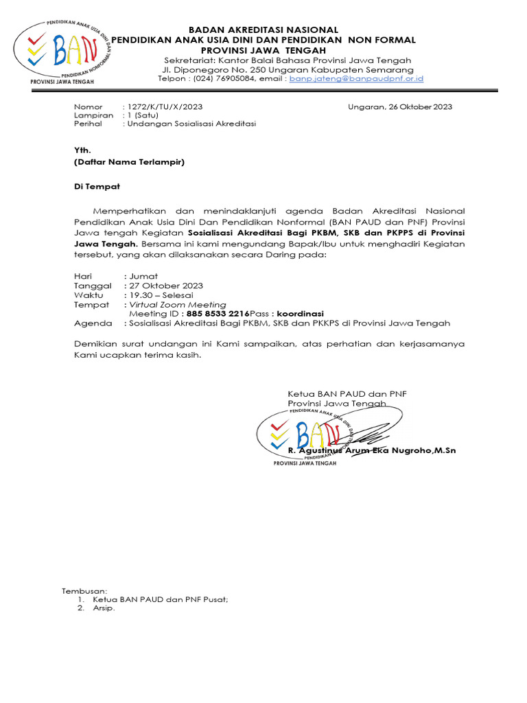 Undangan Sosialisasi Akreditasi | PDF | Pengembangan Diri