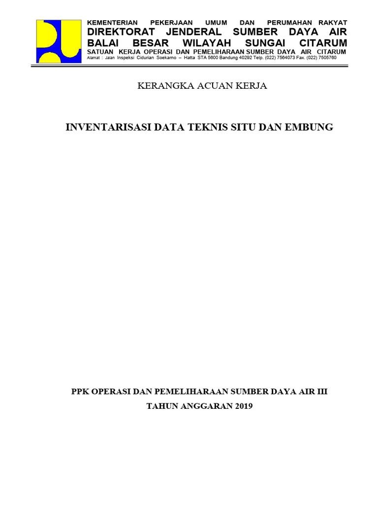 KAK Inventarisasi Data Teknis Situ Dan EMbung | PDF