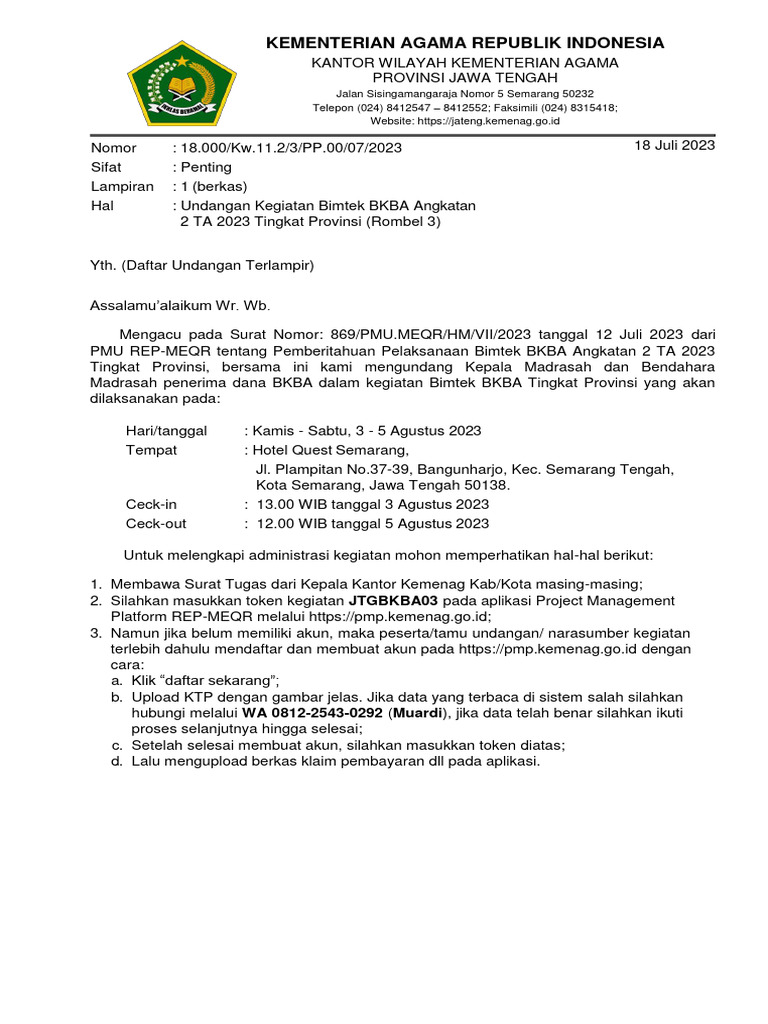 Undangan BKBA 2023 | PDF