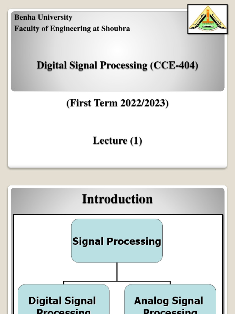 DSP Lec1 2022 Credit | PDF | Discrete Time And Continuous Time | Digital Signal Processing