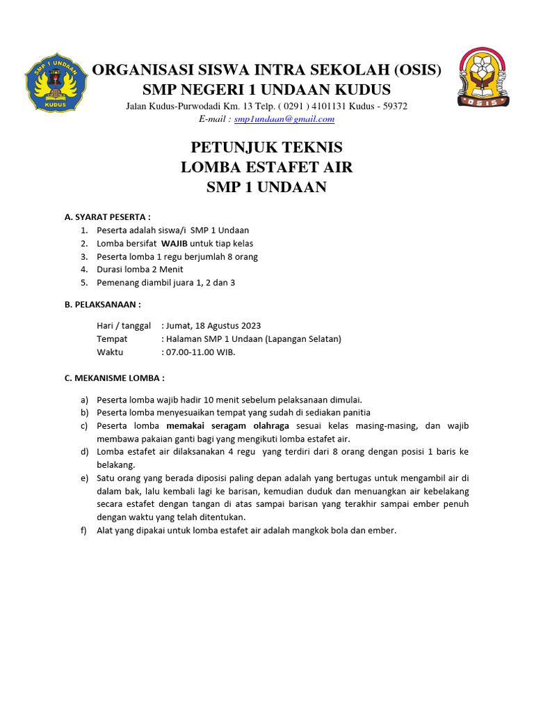 Juknis Lomba Estafet Air | PDF