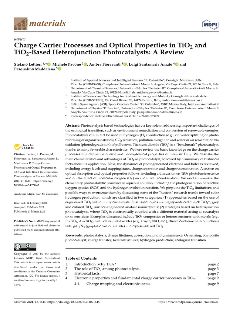 Charge Carrier Processes and Optical Properties in TiO2 and TiO2-Based ...
