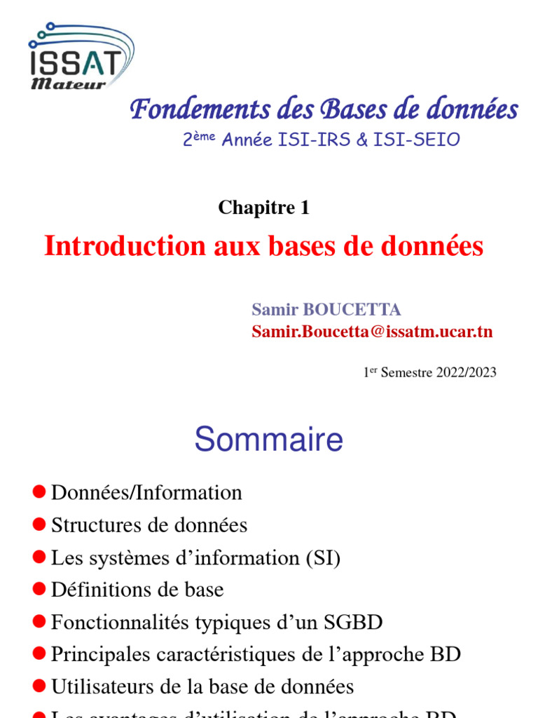 Chapt1-Introduction Aux BDs-V3 | PDF | Bases de données | Application
